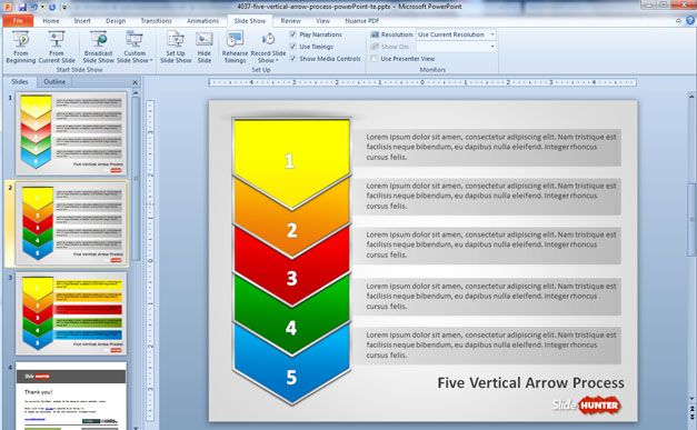 Five Vertical Arrows Process PowerPoint Template Five Vertical Arrows Process PowerPoint Template