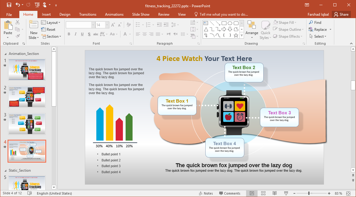 Animated Fitness Tracking PowerPoint Template