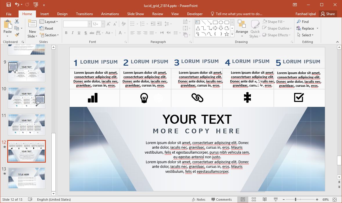 Animated Lucid Grid PowerPoint Template
