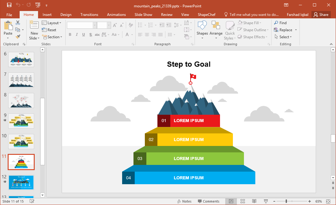Animated Mountain Peaks PowerPoint Template Animated Mountain Peaks PowerPoint Template