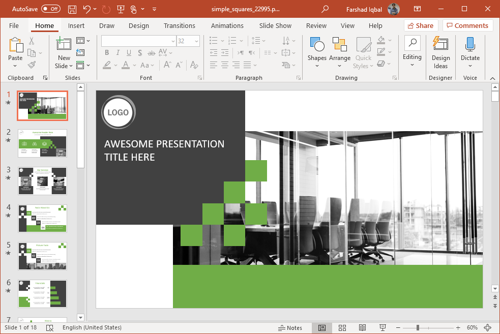 Animated Squares PowerPoint Template