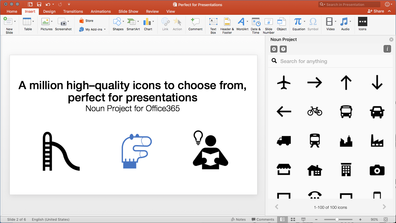 Free Icon Clipart With The Noun Project Add in For PowerPoint Word